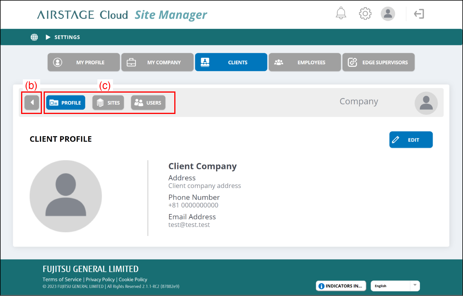Edit or delete the client information